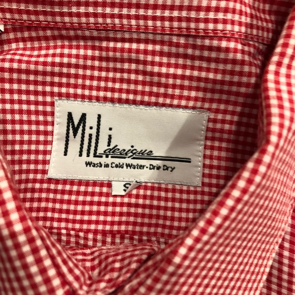 Mili Designs | Shirts | Vintage Kitsch Mens S Shirt Gingham Red White ...